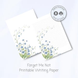 Printable Forget-me-not Wildflower Paper Stationery Lined Letter and ...