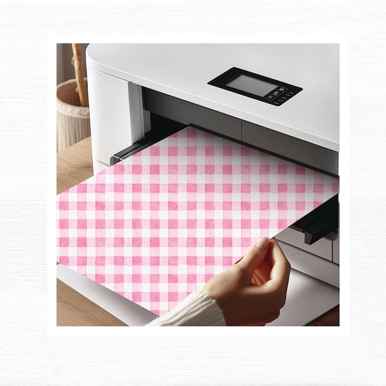 Pink Gingham Seamless Patterns, Linen Digital Paper Pack, Nursery ...