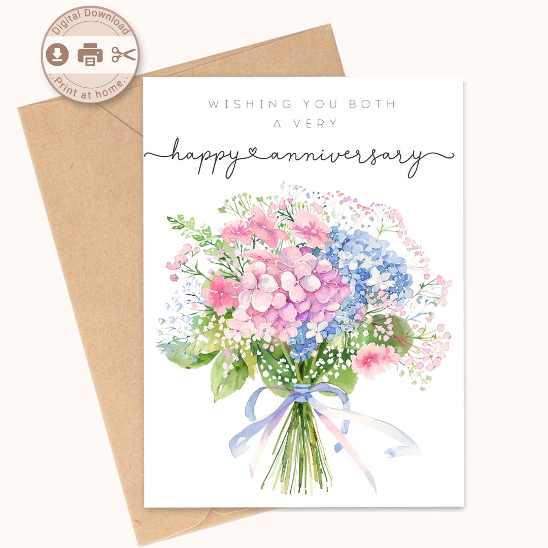 Printable Anniversary Card for Couple, Digital Download, Print at Home ...