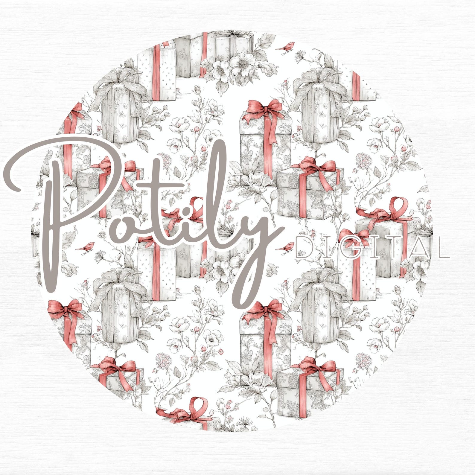 Christmas Toile Seamless Patterns – Vintage Holiday Digital Papers for ...