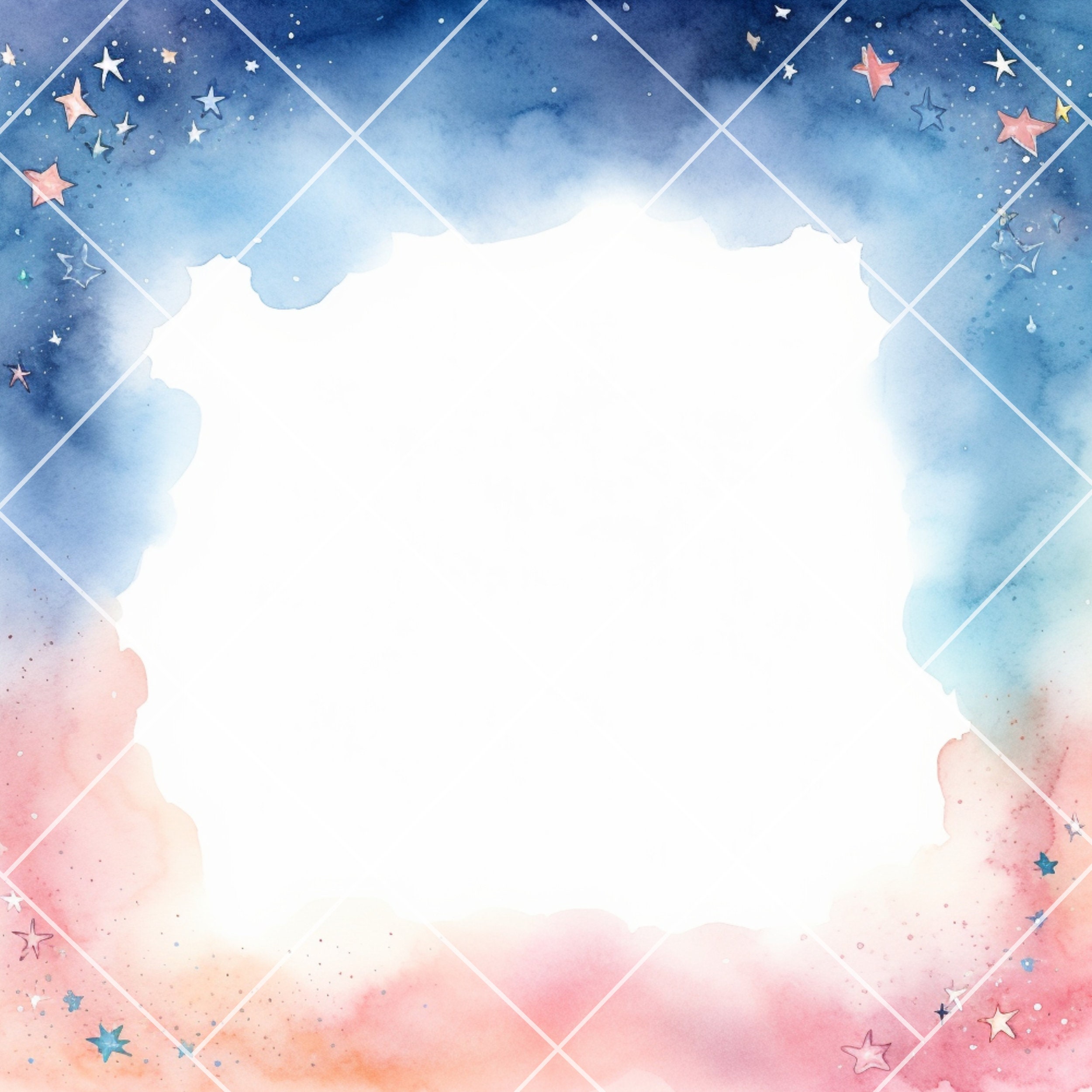 Watercolour Magical Night Sky Border Frames, Celestial Clipart JPG for ...