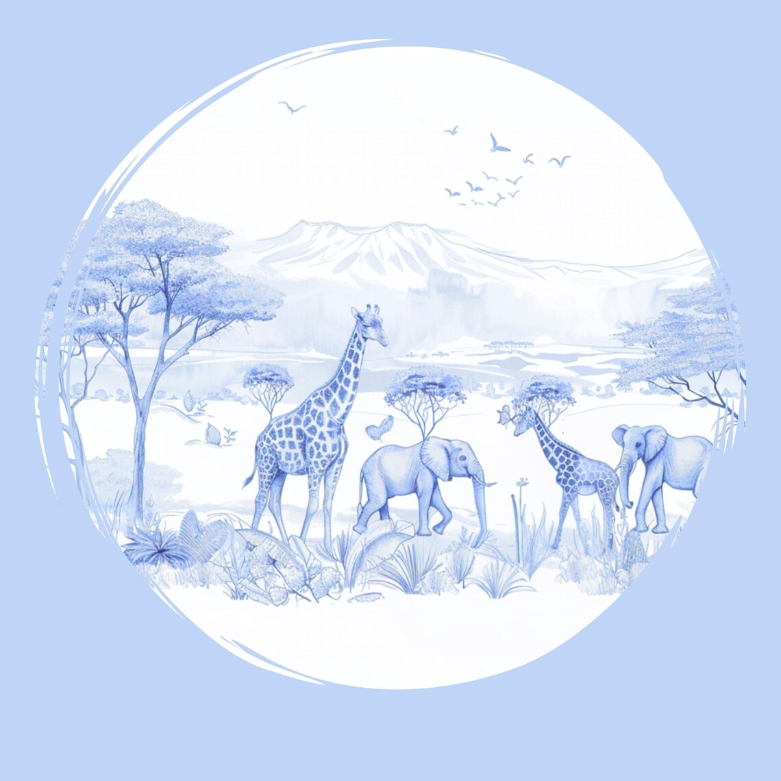 Printable Stationery Letter Writing Paper, African Safari Toile De Jouy ...