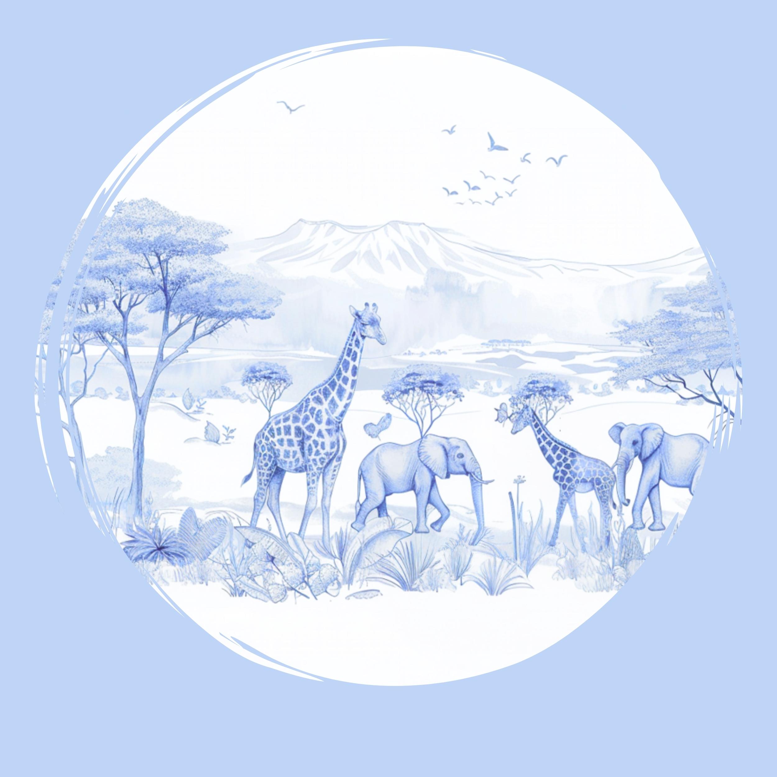 Printable Stationery Letter Writing Paper, African Safari Toile De Jouy ...