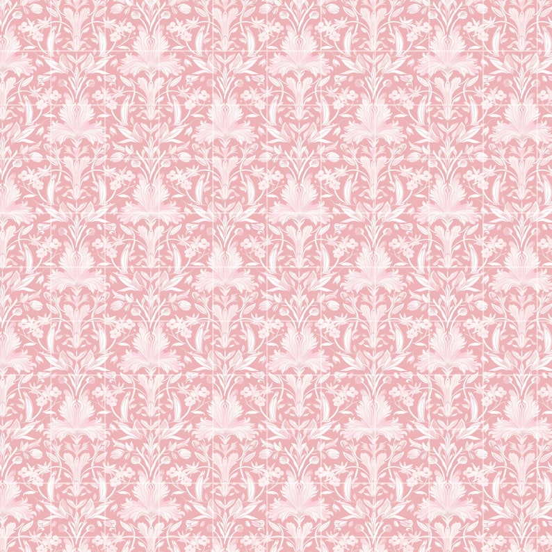 William Morris Inspired, Chinoiserie Style Pastel Pink Seamless ...