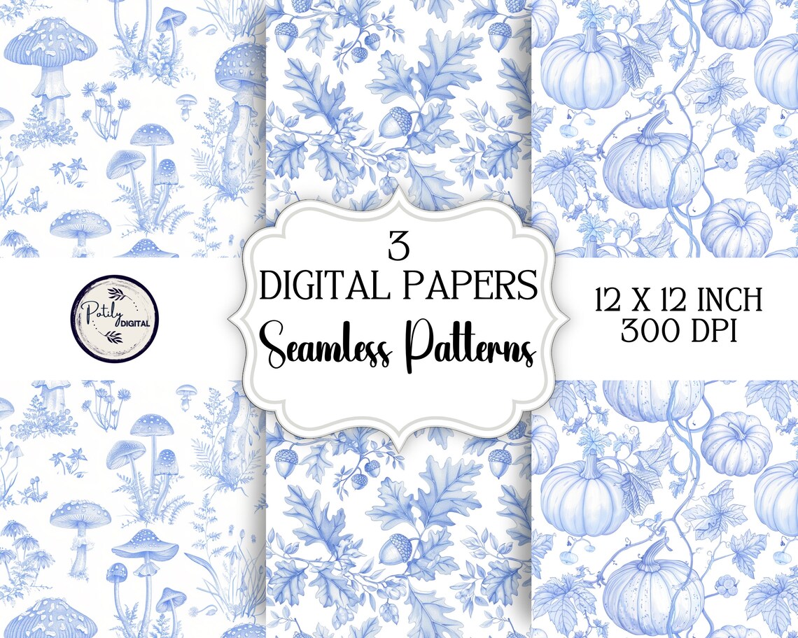 Chinoiserie Toile De Jouy Digital Paper - Autumn/fall Patterns for ...