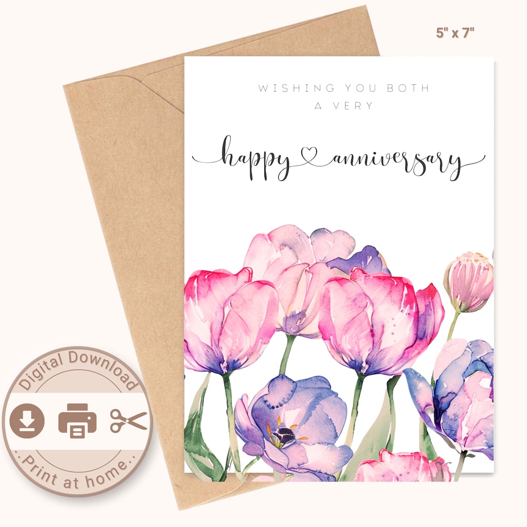 Printable Anniversary Card for Couple, Digital Download, Print at Home ...