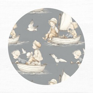 Toile-inspired Seamless Pattern for Boys – Sailing Boats Scene With ...