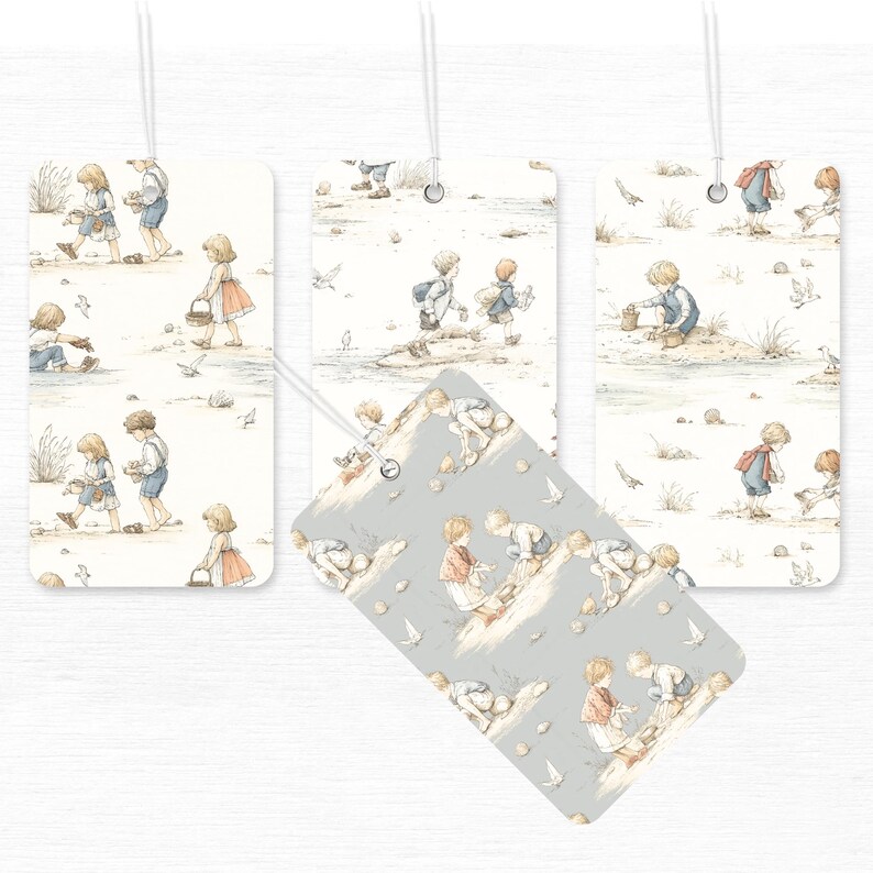 Toile-inspired Seamless Pattern – Summer Beach Scene With Children in ...