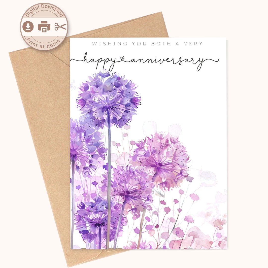 Printable Anniversary Card for Couple, Digital Download, Print at Home ...