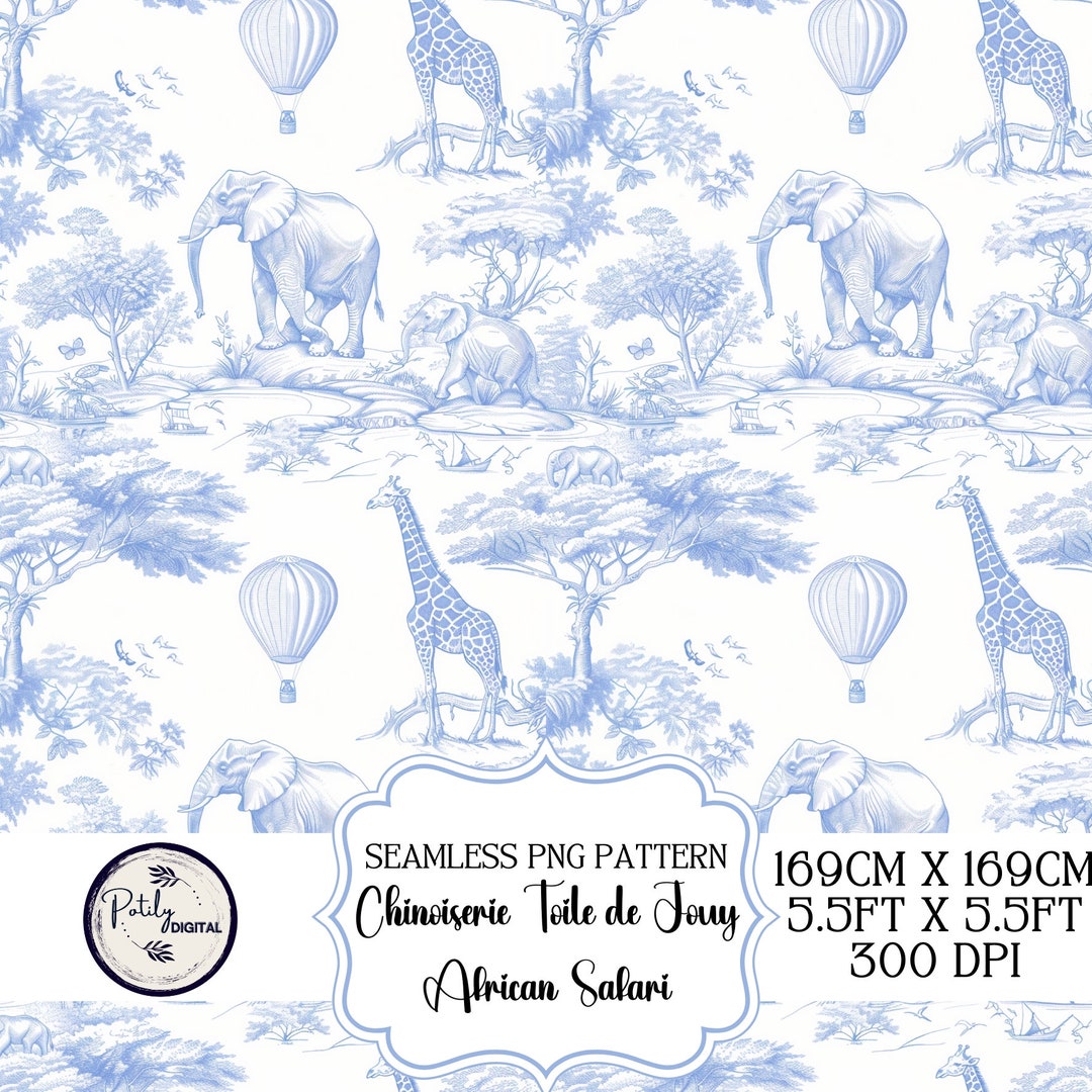 Large Scale - Chinoiserie Toile De Jouy, Safari, Seamless Digital ...