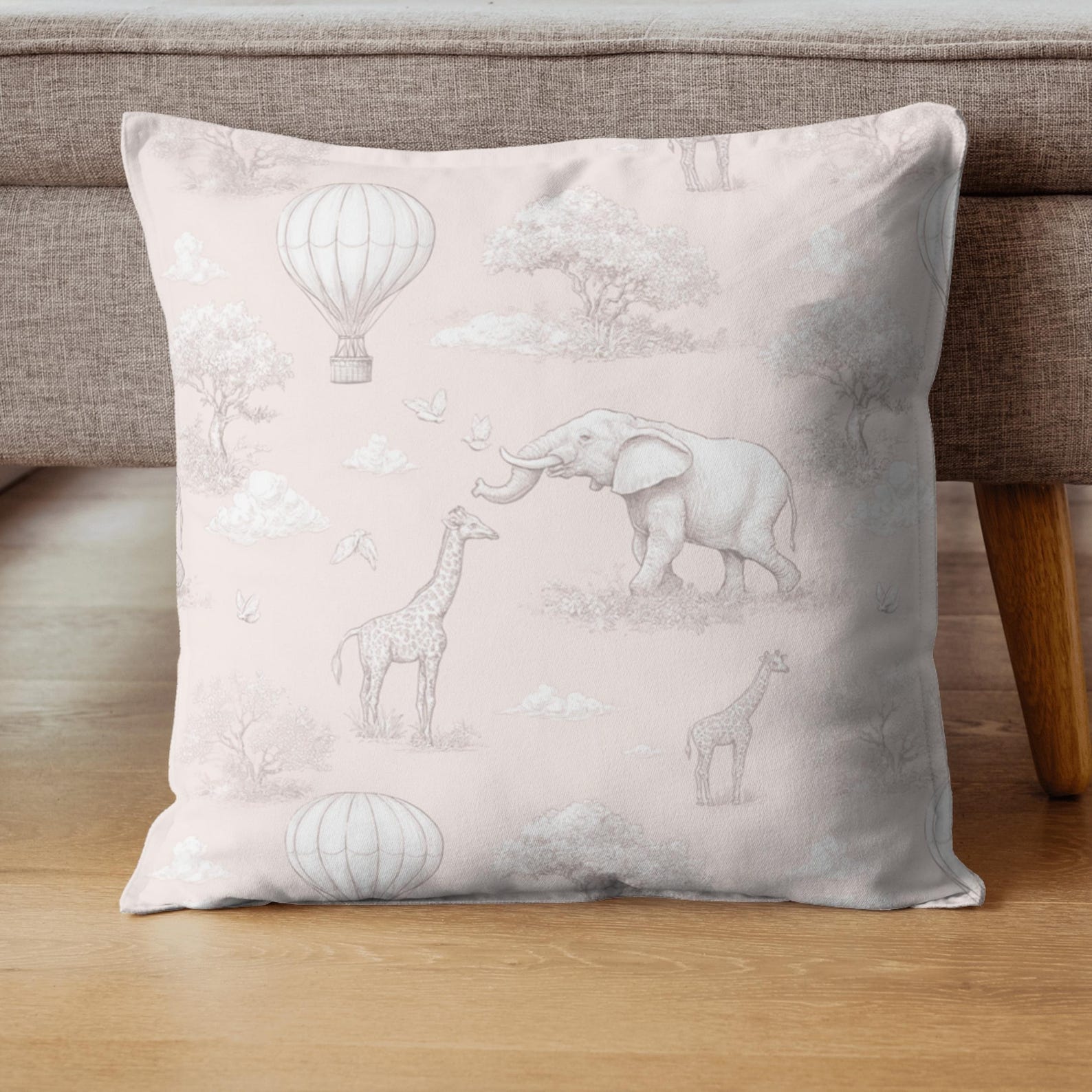 Blush Pink Chinoiserie Toile De Jouy Seamless Safari Pattern, for ...