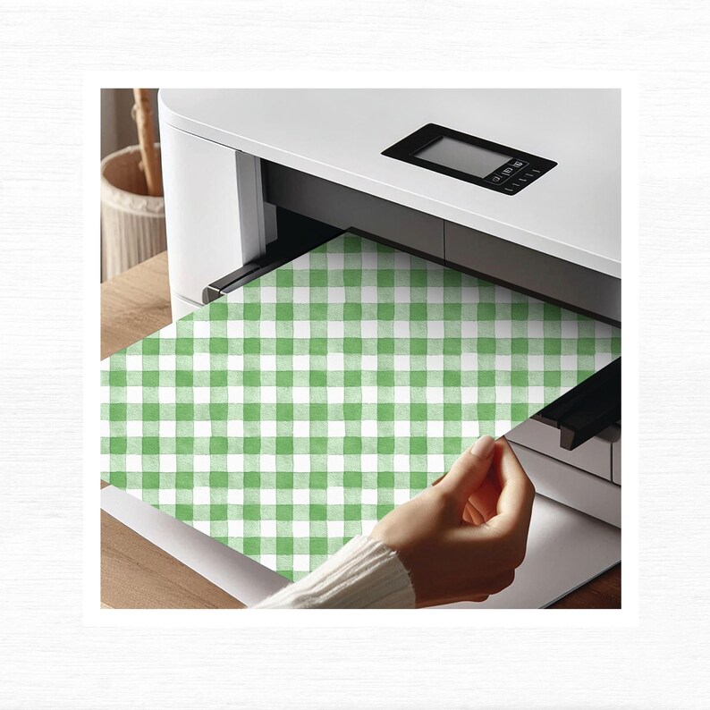 Green Gingham Seamless Patterns, Linen Digital Paper Pack, Rustic ...