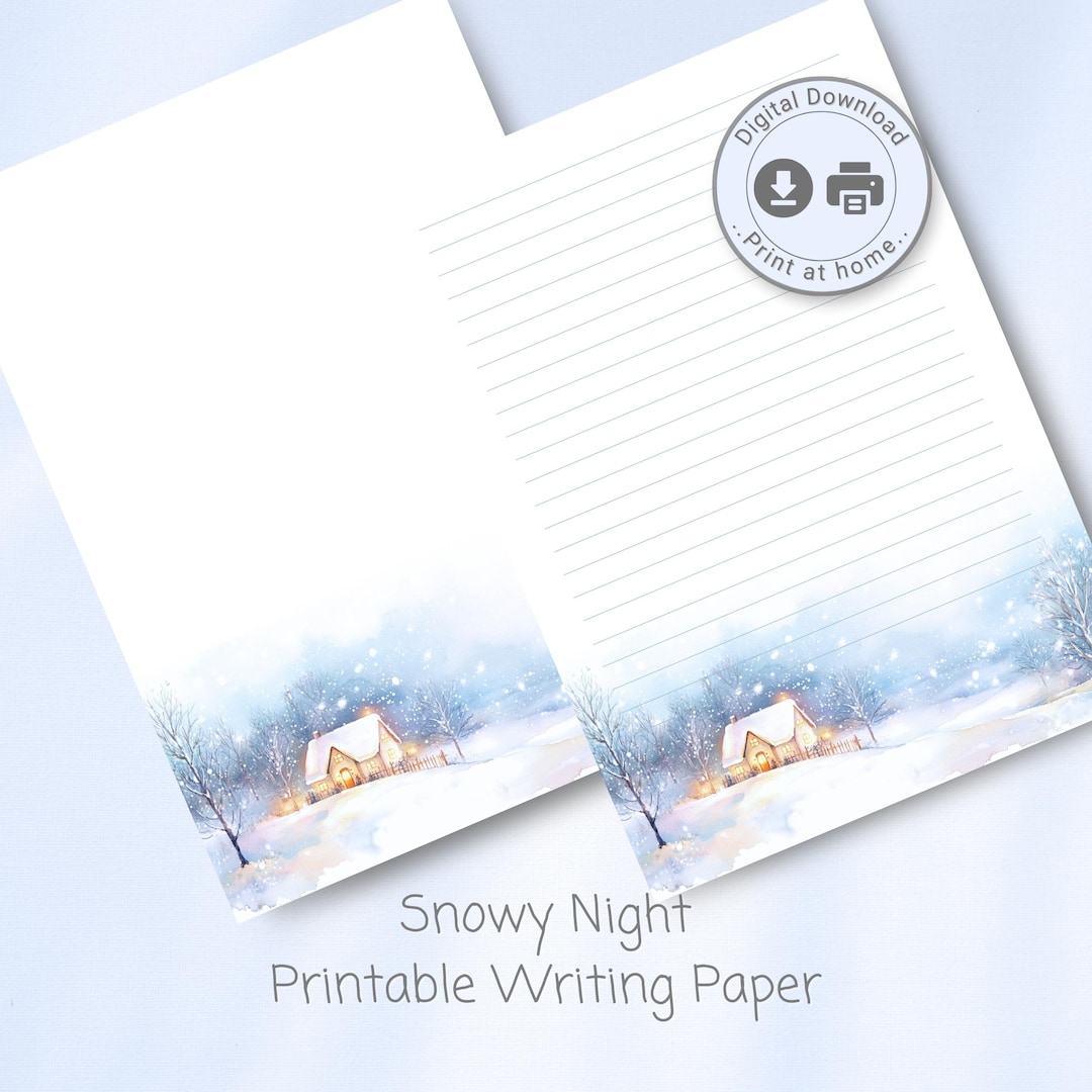 Printable Stationery Letter Writing Paper, Winter/christmas Scene ...