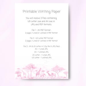 Printable Stationery Letter Writing Paper, African Safari Toile De Jouy ...