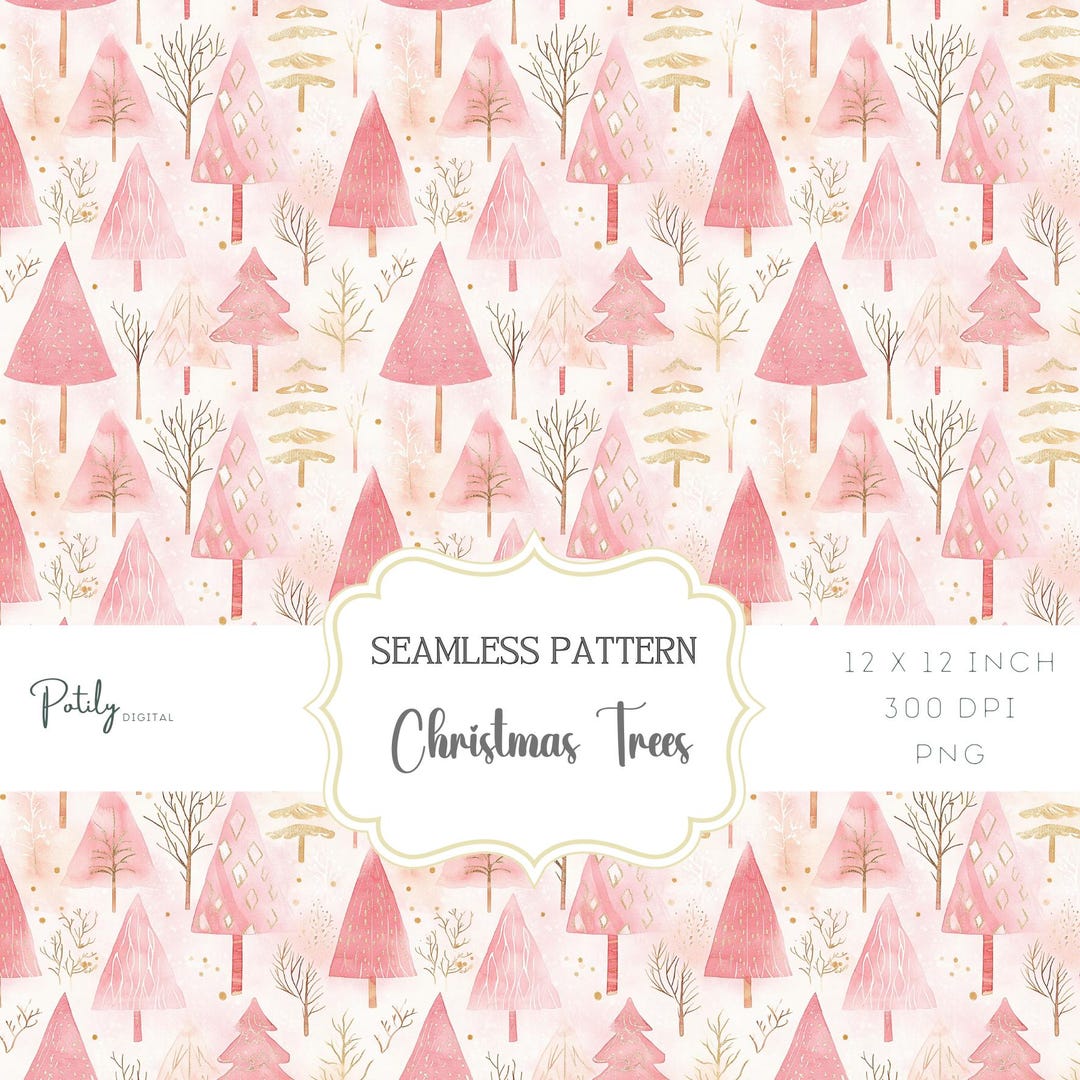 Christmas Seamless Repeating Pattern - Pink Christmas Trees | 12x12 ...