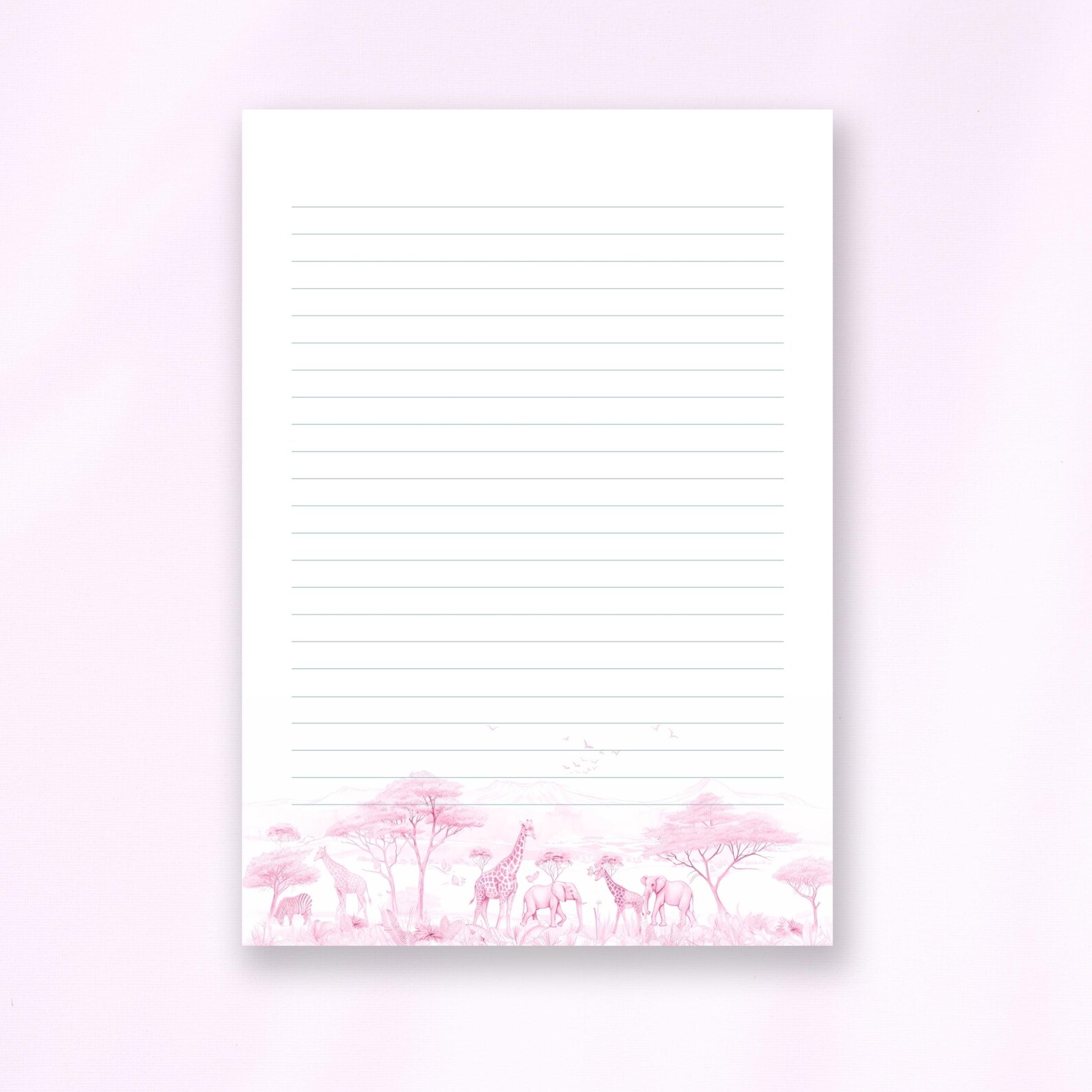 Printable Stationery Letter Writing Paper, African Safari Toile De Jouy ...