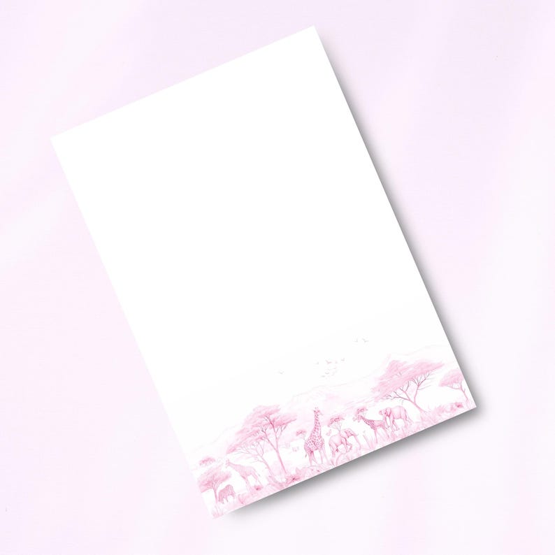 Printable Stationery Letter Writing Paper, African Safari Toile De Jouy ...