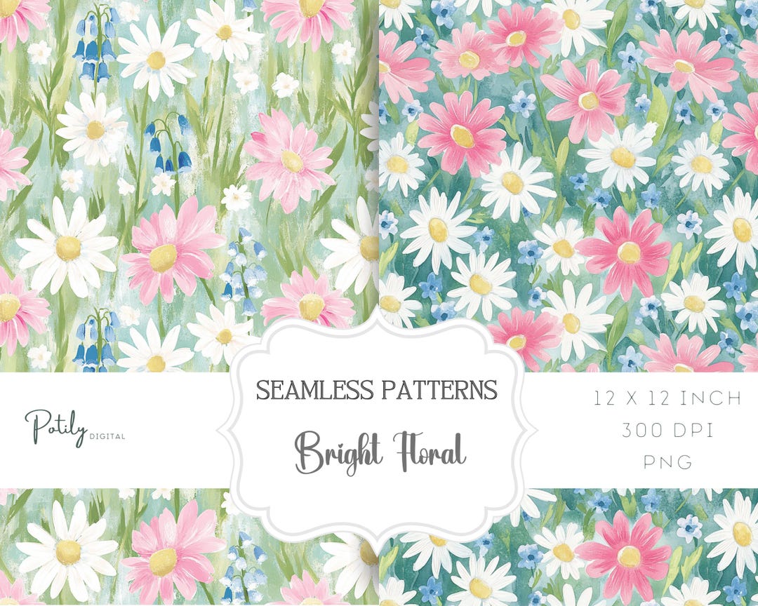 Summer Floral Seamless Pattern Pack for Scrapbooking - Commercial Use ...