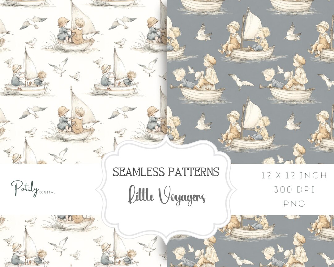 Toile-inspired Seamless Pattern for Boys – Sailing Boats Scene With ...