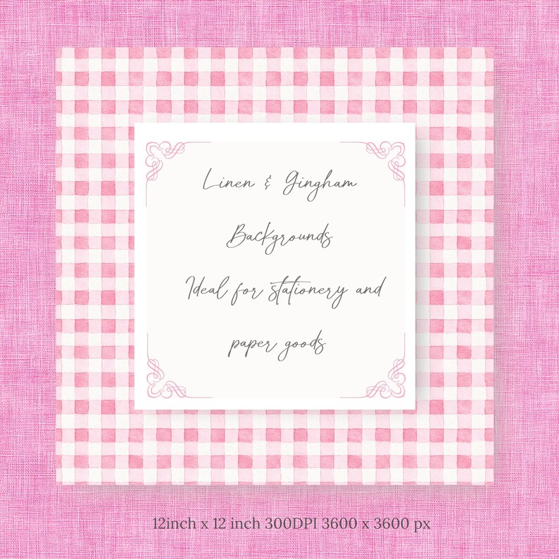 Pink Gingham Seamless Patterns, Linen Digital Paper Pack, Nursery ...