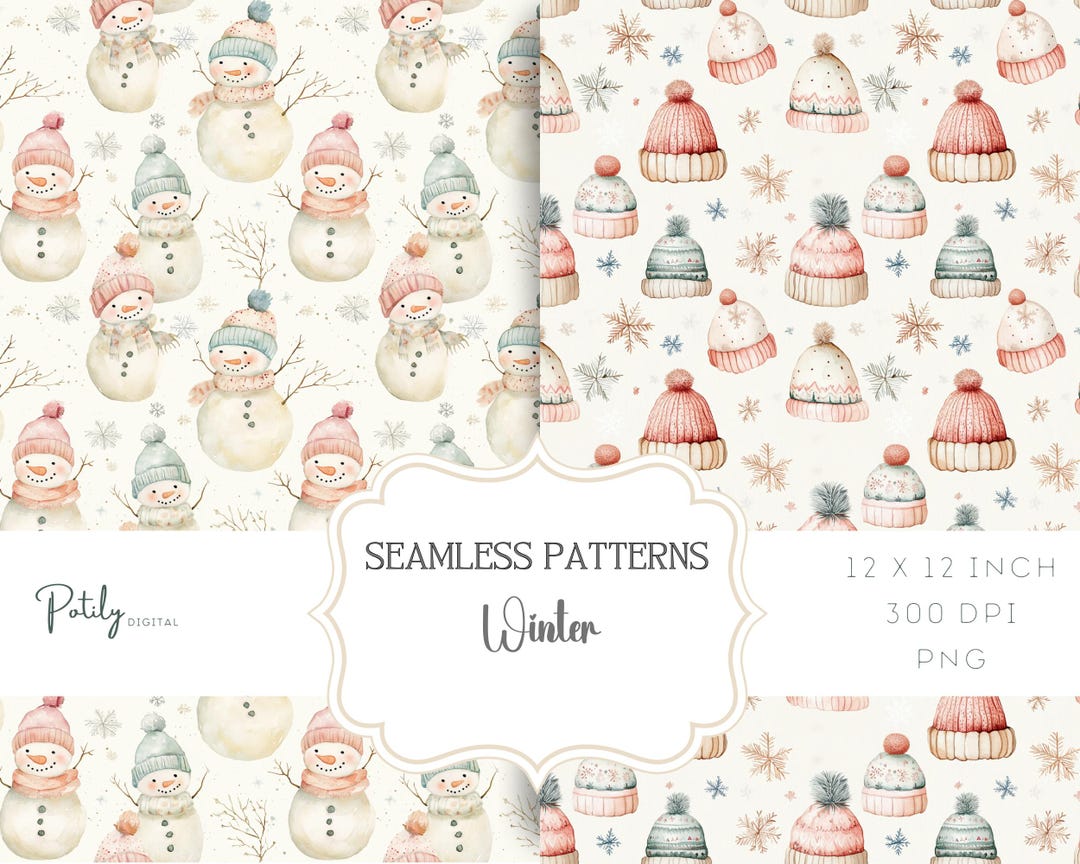 Winter Seamless Pattern, Repeating Design, Instant Digital Download ...