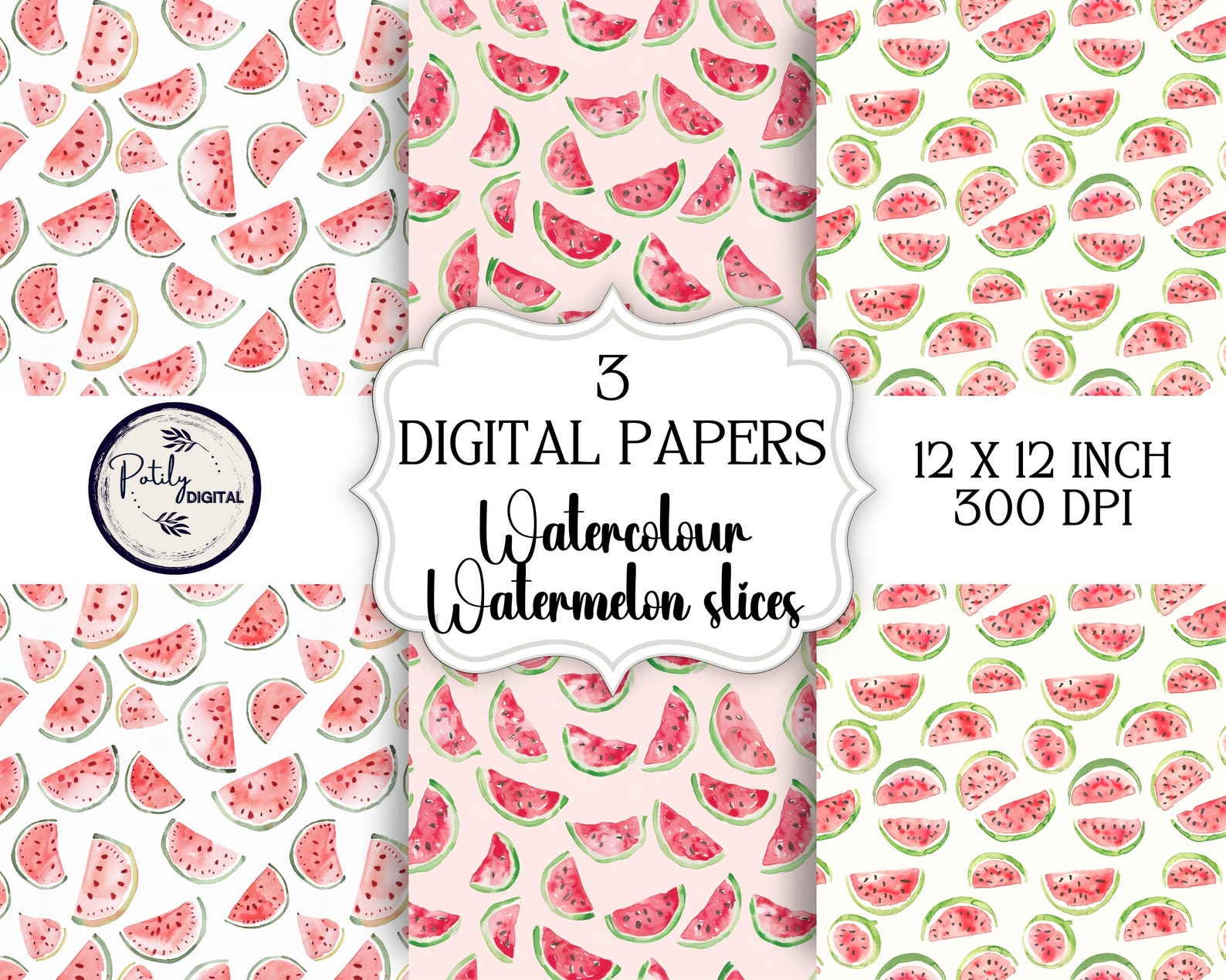 Watermelon Seamless Printable Papers - Instant Download Digital Paper ...
