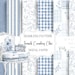 French Country Digital Paper Pack, Blue and White Seamless Patterns ...