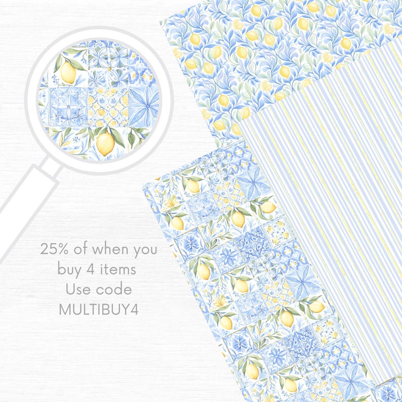 Watercolour Lemon Seamless Pattern - Mediterranean Tile Pattern ...