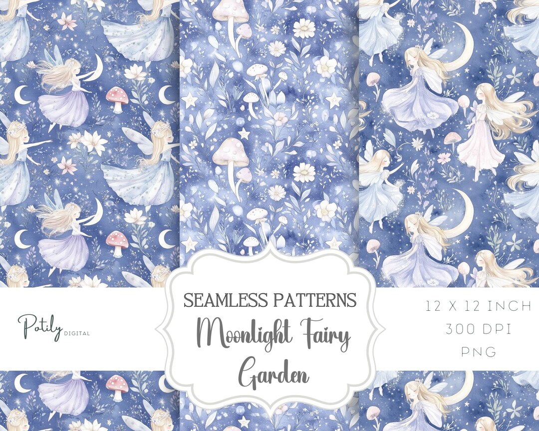 Seamless Pattern, Moon Fairy Background Papers, Repeating Design ...