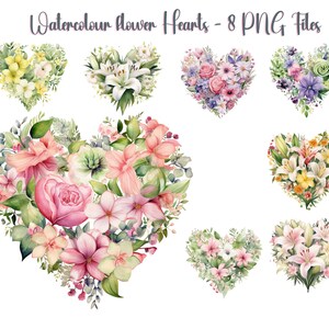 Watercolour Pastel Heart Floral Clipart Pack- Instant Digital Download ...