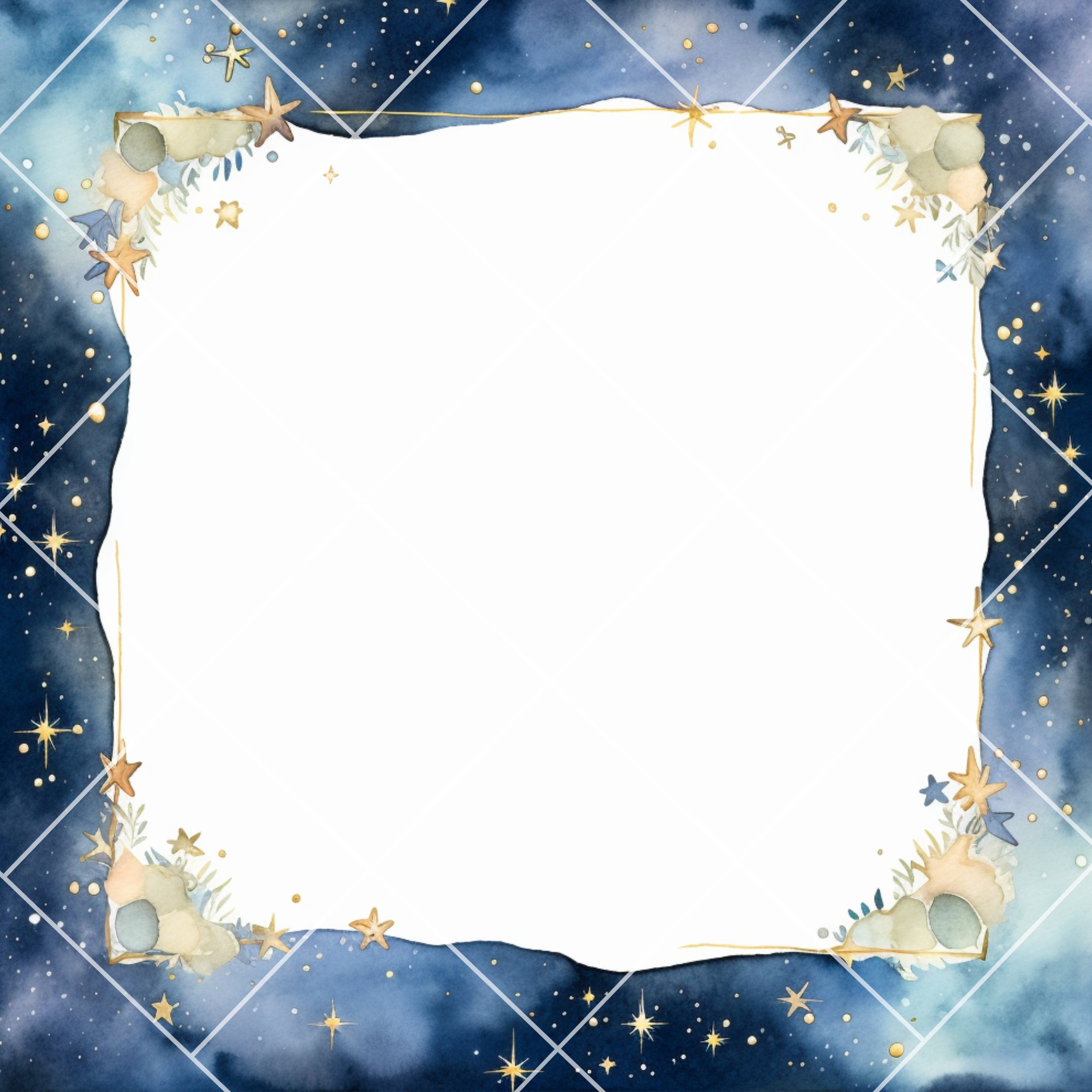 Watercolour Magical Night Sky Border Frames, Celestial Clipart JPG for ...