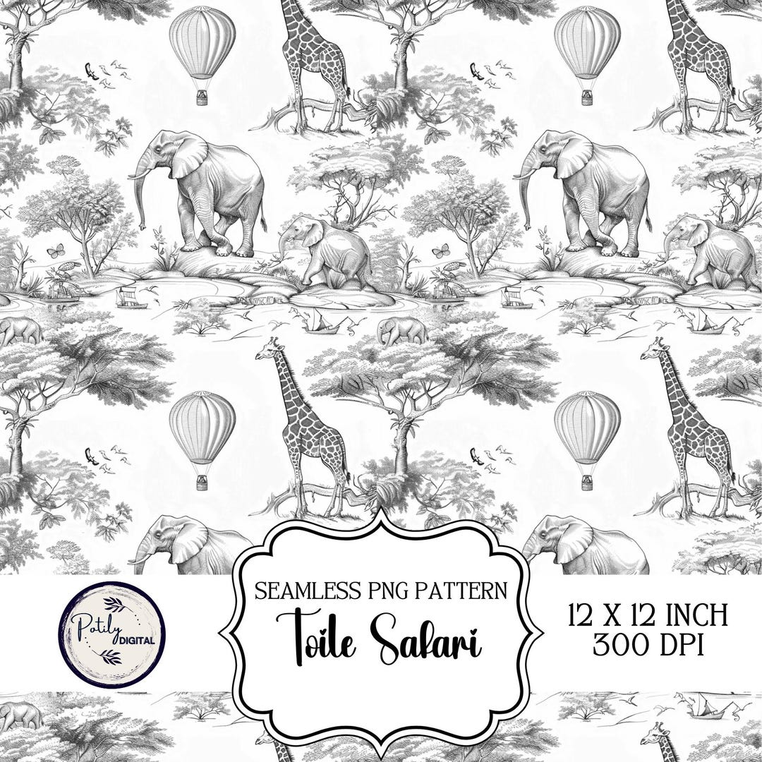 Chinoiserie Toile De Jouy, Seamless Nursery Background, Digital ...