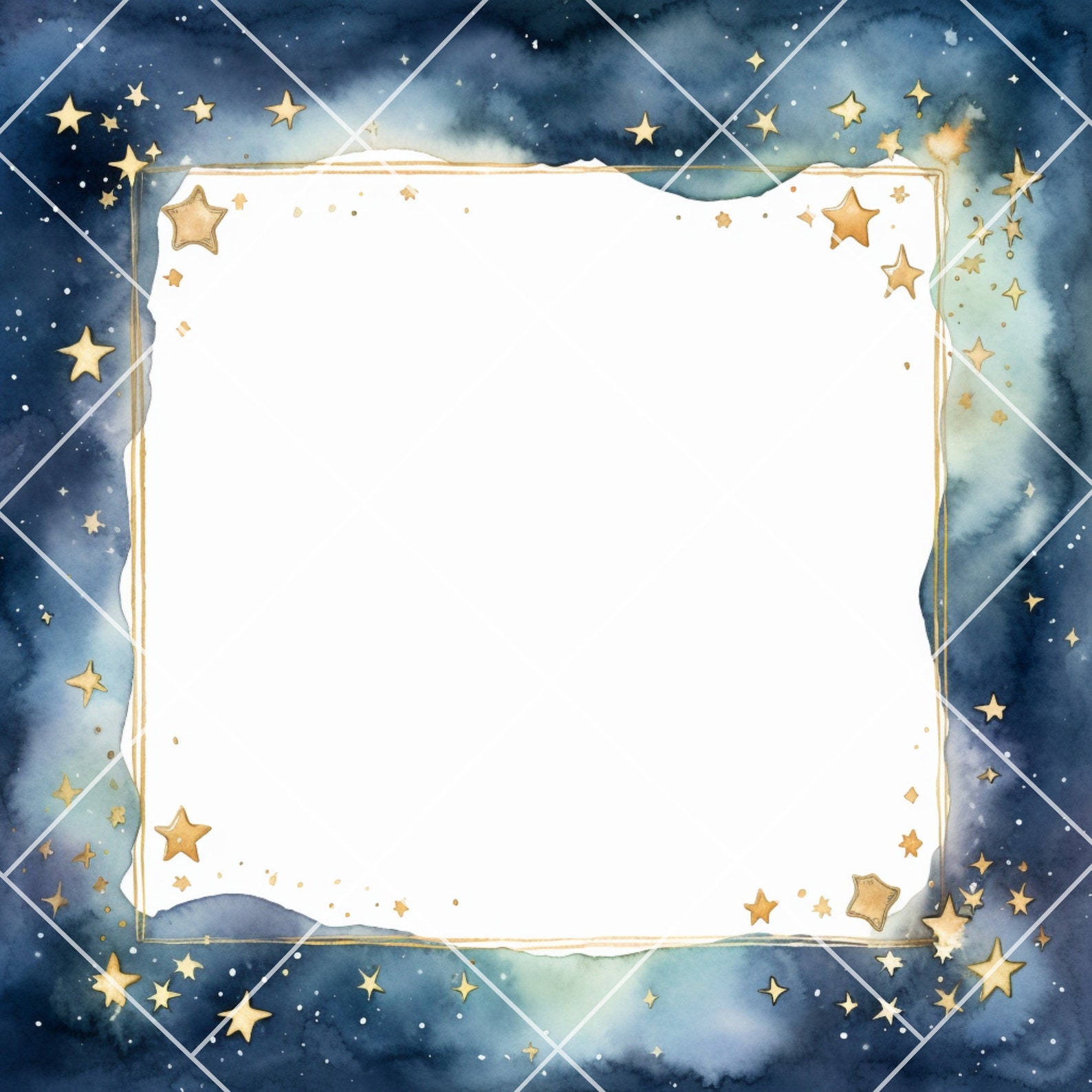 Watercolour Magical Night Sky Border Frames, Celestial Clipart JPG for ...