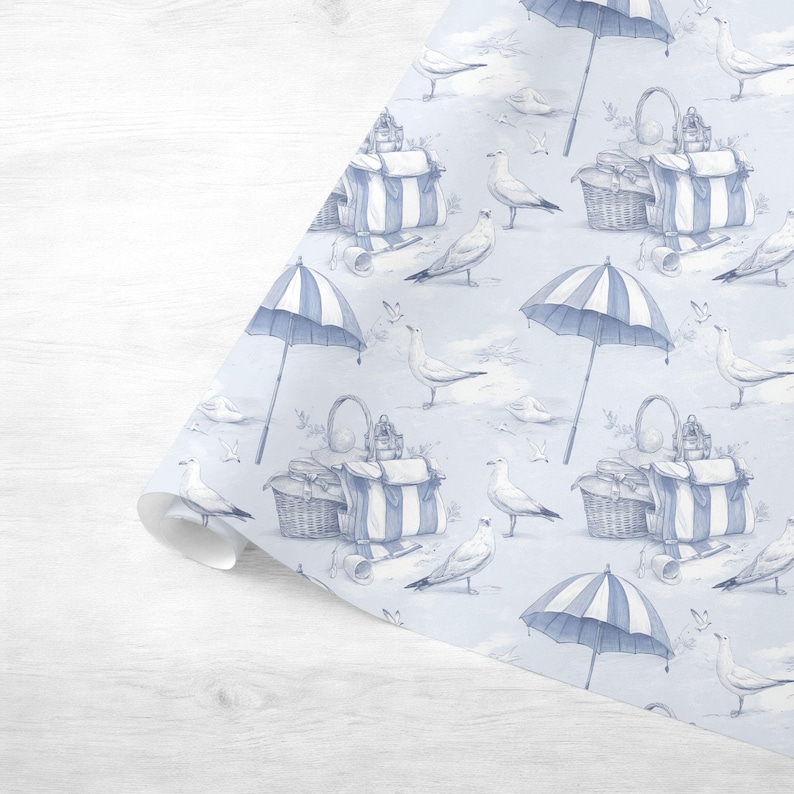 Toile De Jouy Style Summer Seamless Pattern, A Day at the Beach ...