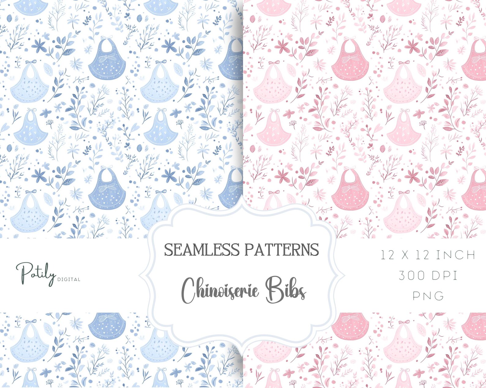 Toile Seamless Pattern, for Baby Shower, Repeating Design, Instant ...