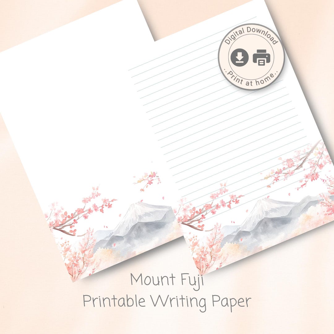 Printable Letter Paper, Mount Fuji, Printable Stationery, Lined Paper ...