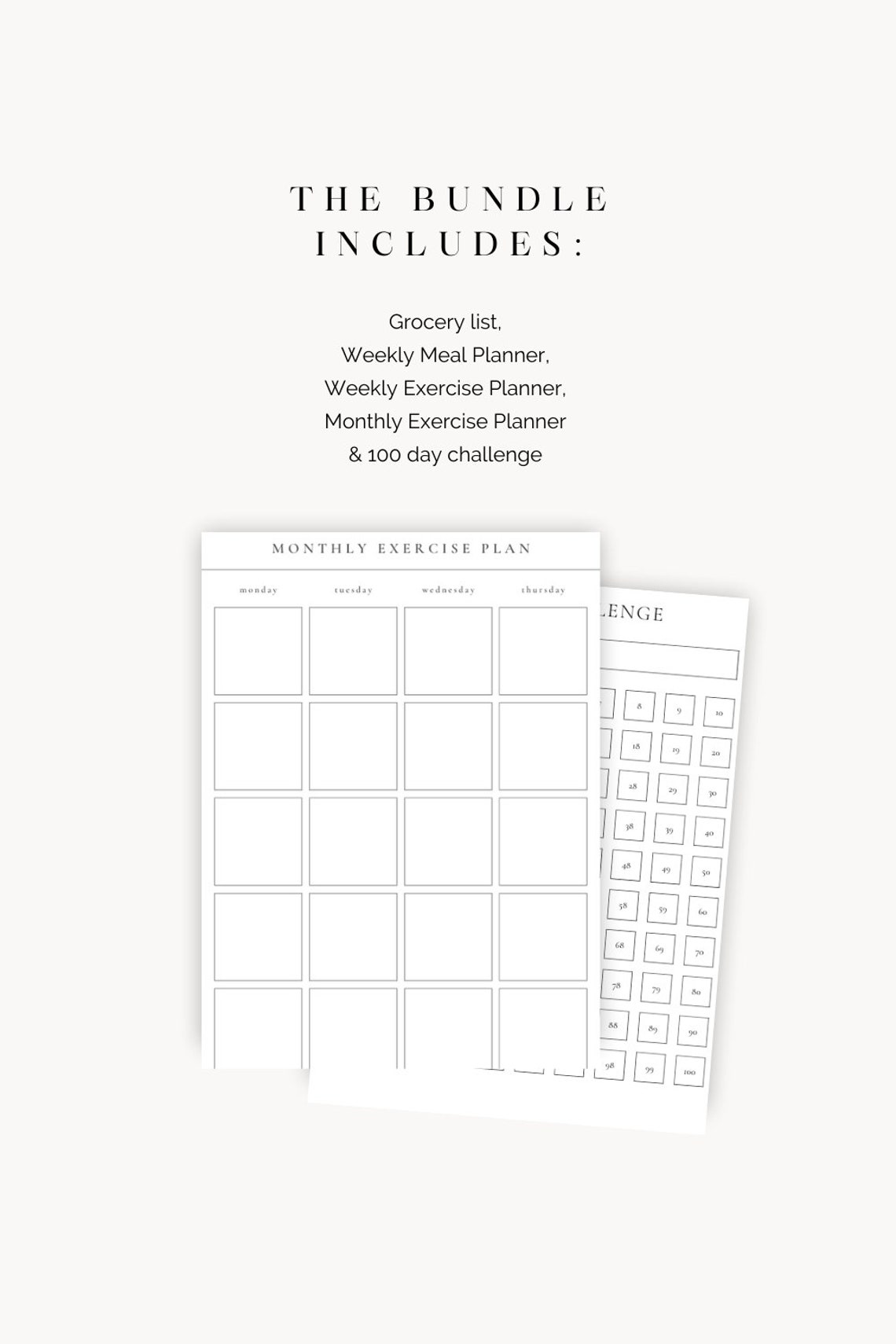 PRINTED Grocery List Exercise Printable Template, Grocery Planner, Food ...