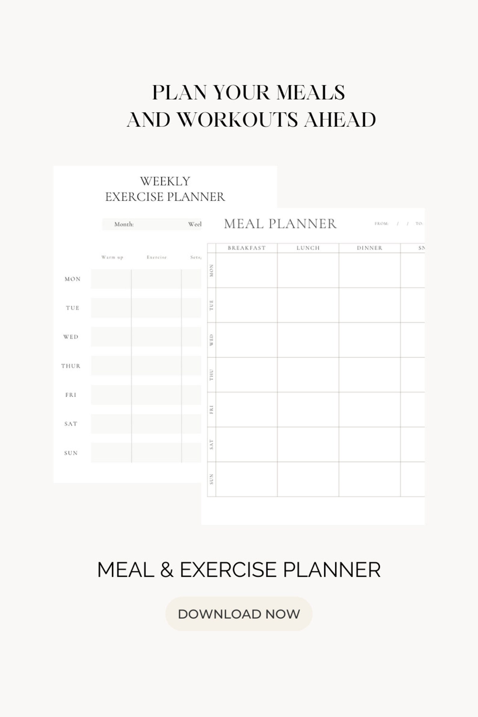 PRINTED Grocery List Exercise Printable Template, Grocery Planner, Food ...