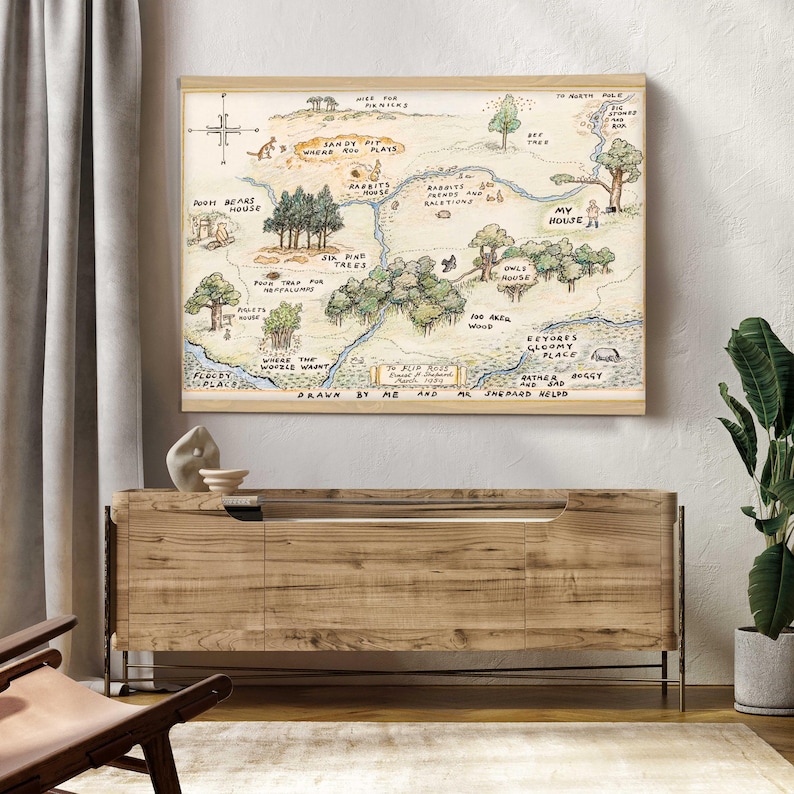 Winnie the Pooh 100 Acre Wood Map - Winnie the Pooh Nursery - Kids ...