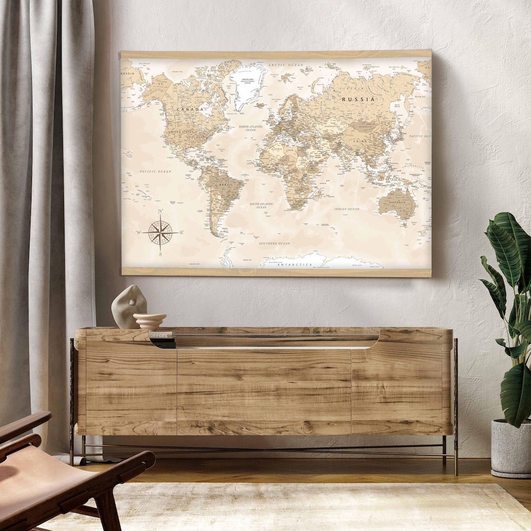 World Map Wall Art - Large Wall Art - Nursery Wall Art - Tapestry Wall ...