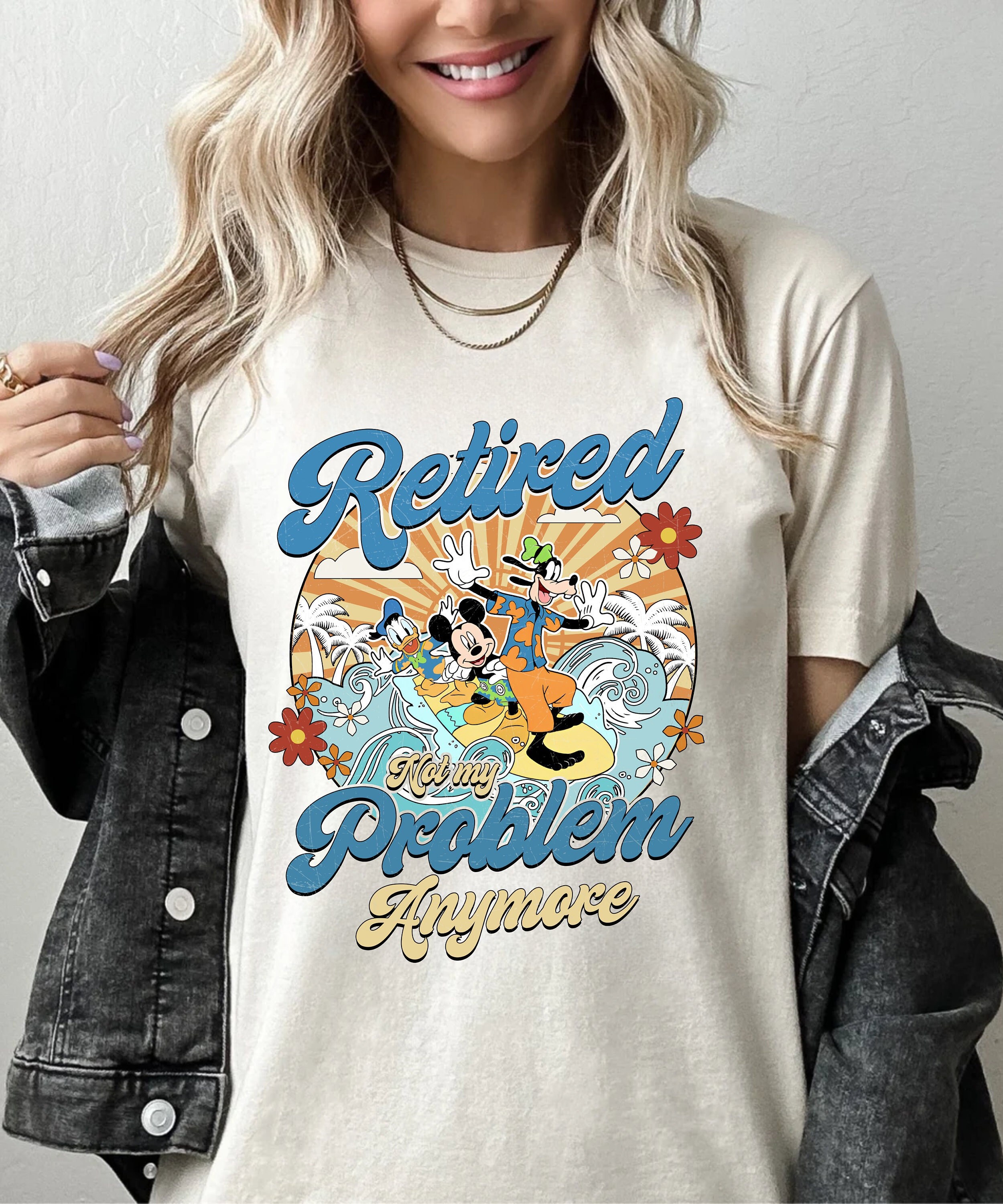 Mickey Donald Goofy Retired Not My Problem Anymore Comfort Colors Shirt ...