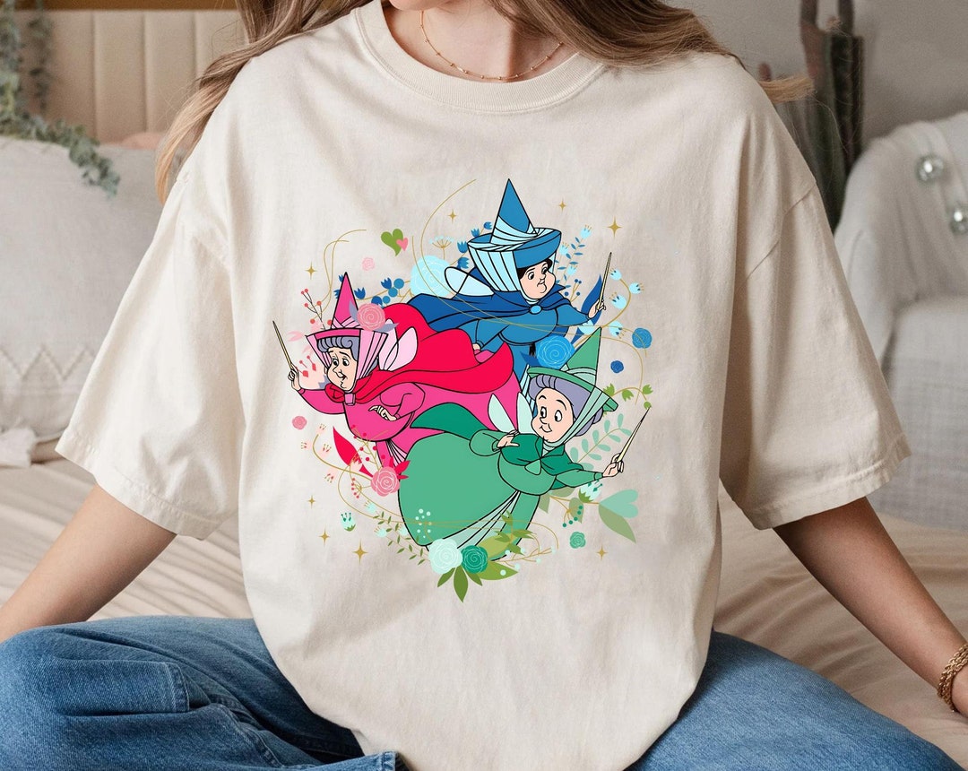 Sleeping Beauty Fairy Godmothers Floral Comfort Colors Shirt, Flora ...