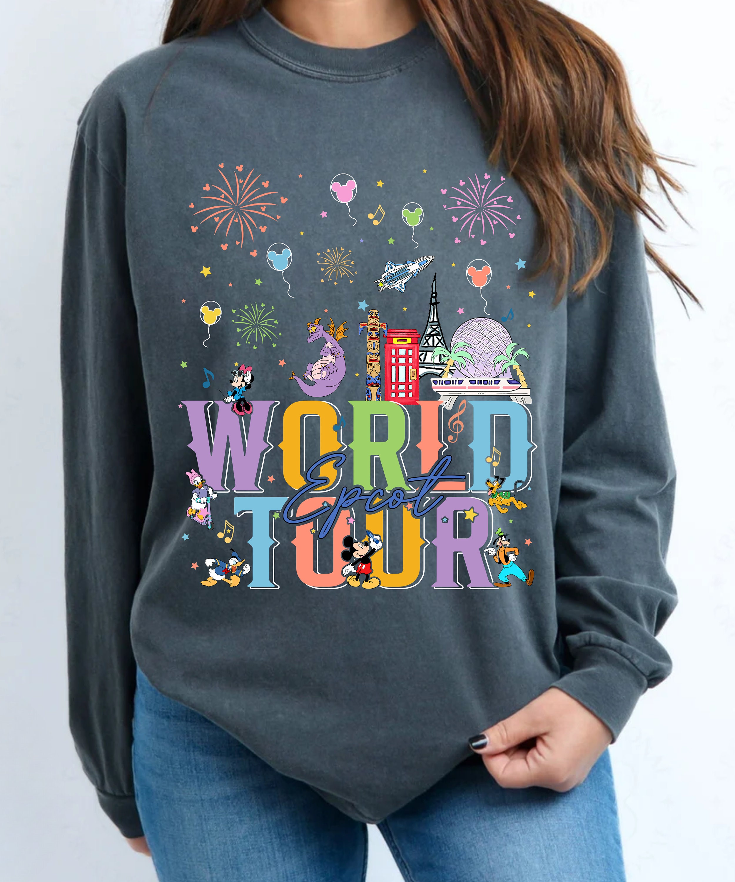 Epcot World Tour Mickey & Friends Figment Comfort Colors Shirt, Retro ...