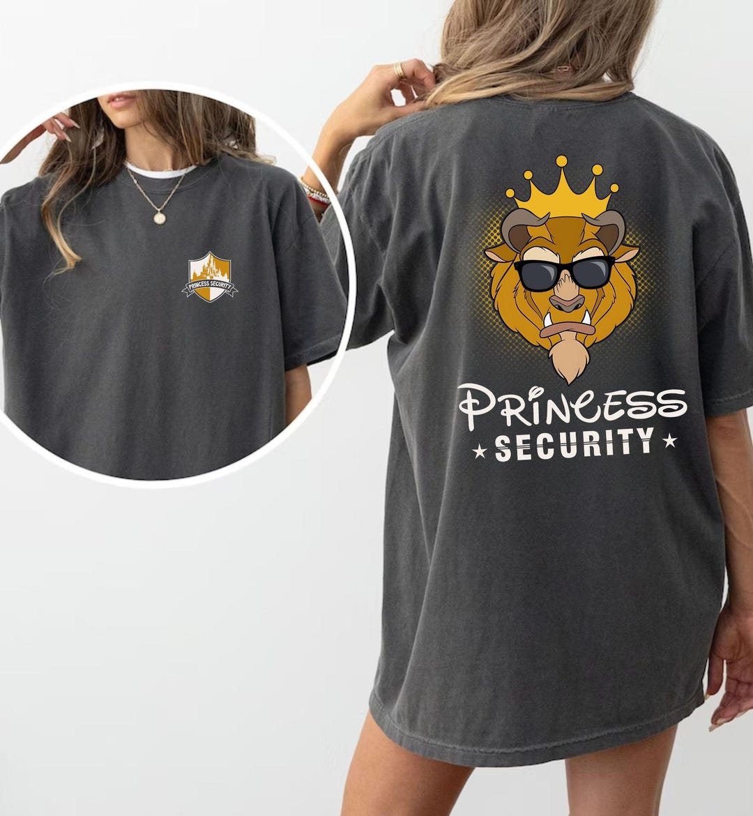 Two Sided Disney Princess Security Comfort Colors Shirt, Beauty and the ...