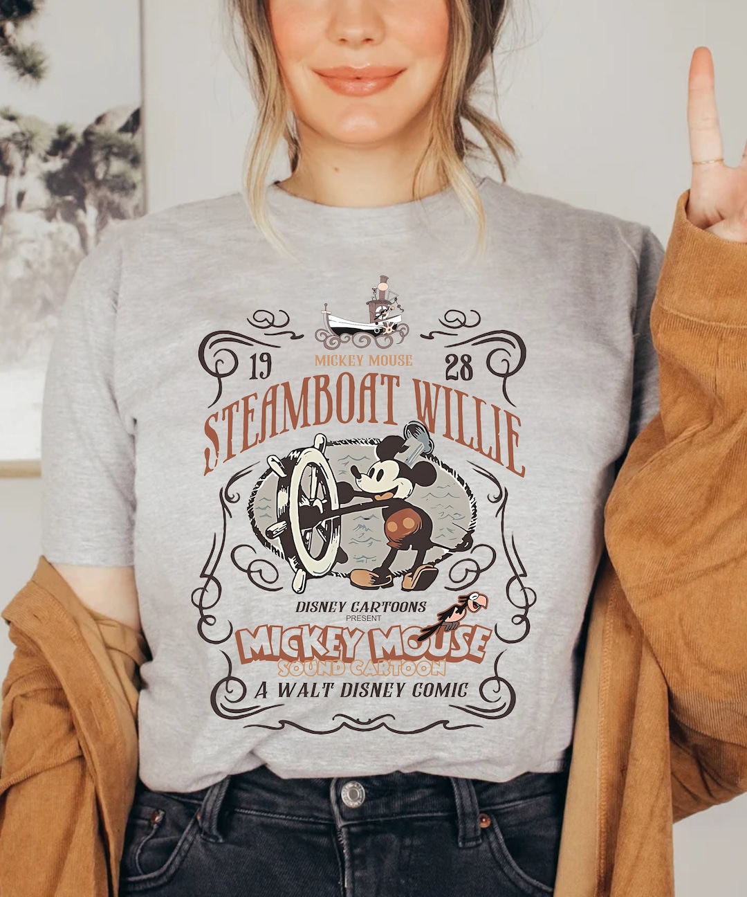 Steamboat Willie Mickey Mouse 1928 Co Comfort Colors Shirt, Vintage ...