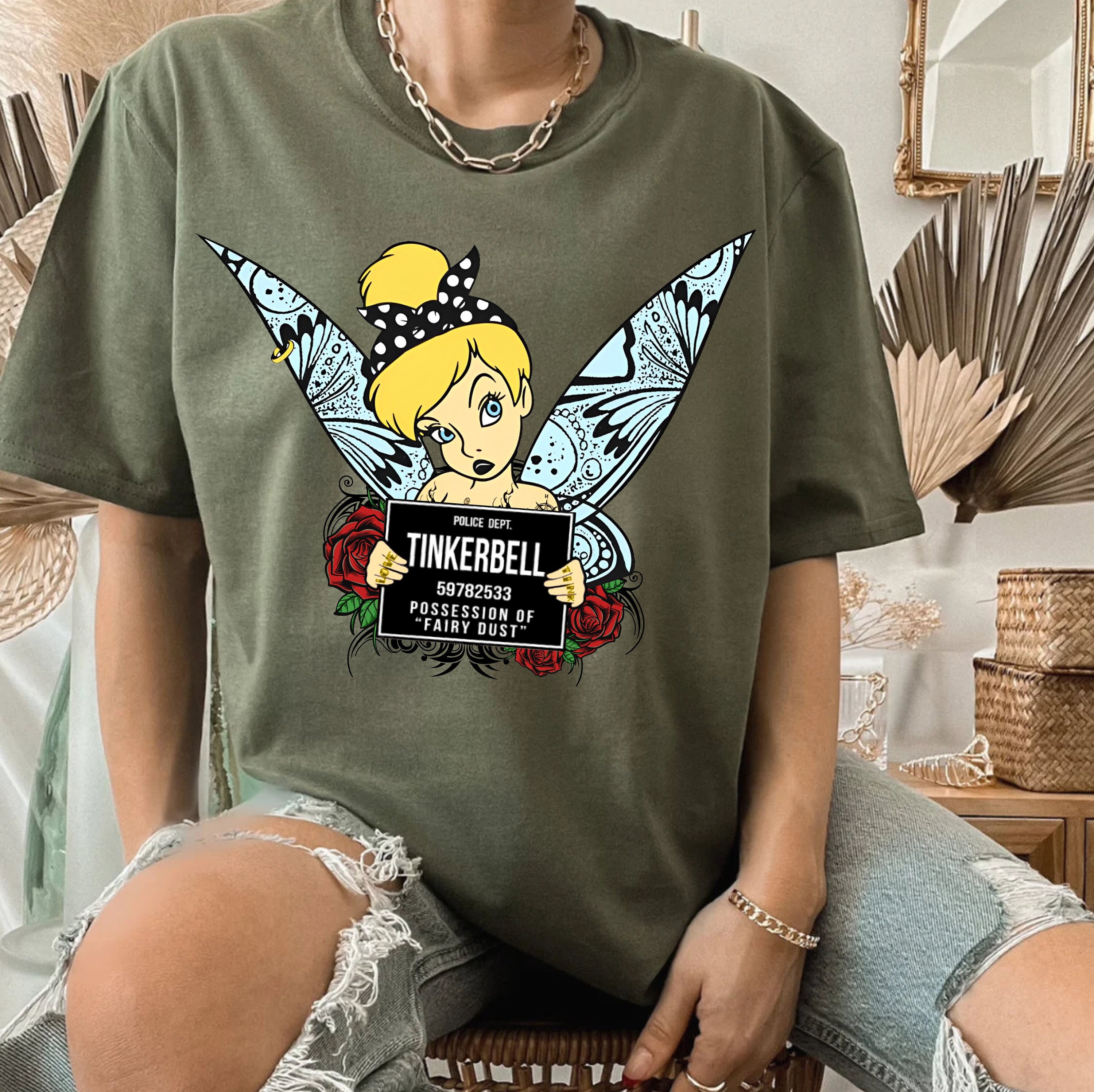 Tinkerbell Gothic Girl Tattooed Possession of Fairy Dust Comfort Colors Shirt, Peter Pan Disney ...