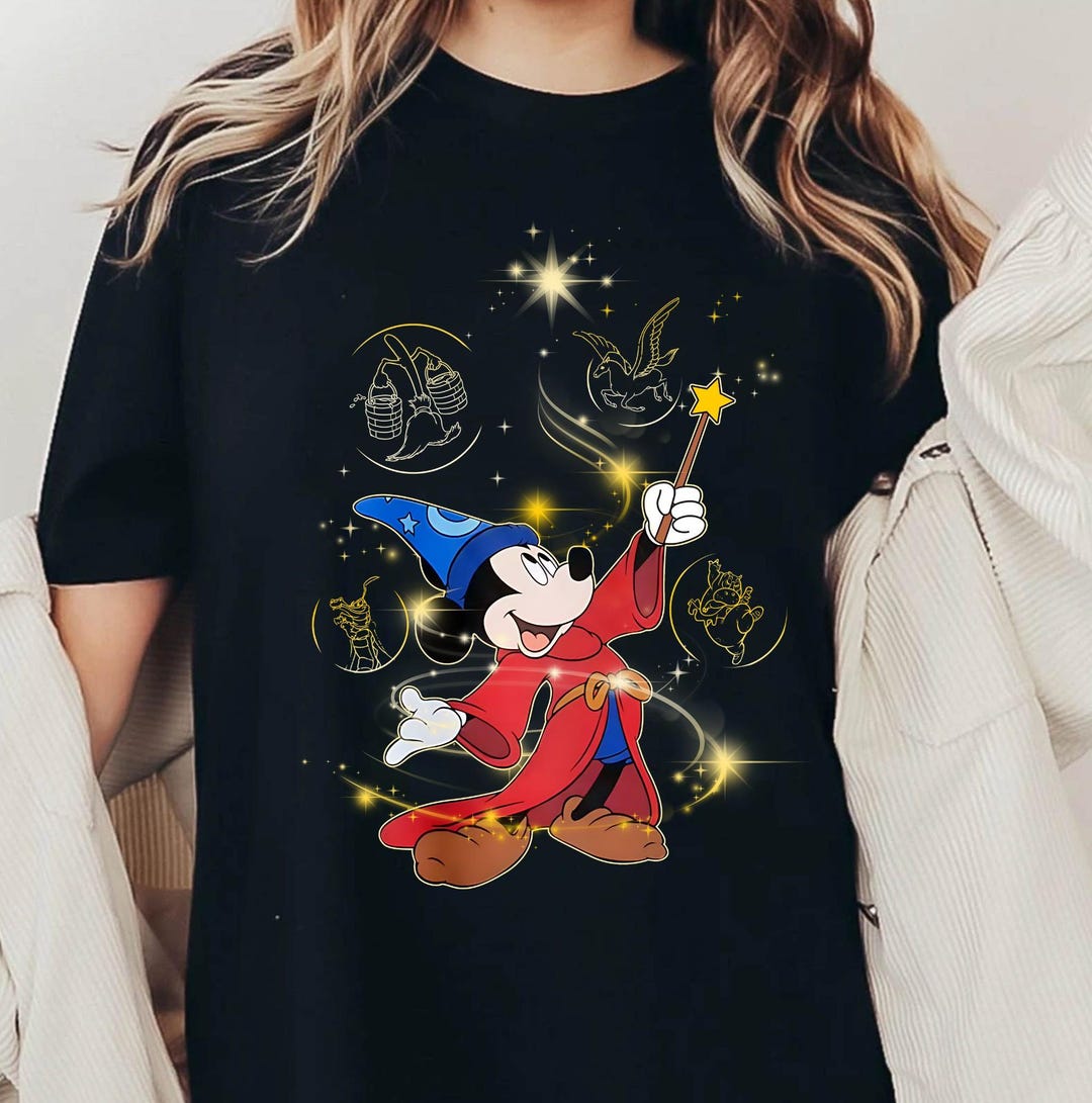 Sorcerer Mickey Mouse Pegasus Mushroom Broom Hippo Comfort Colors Shirt ...