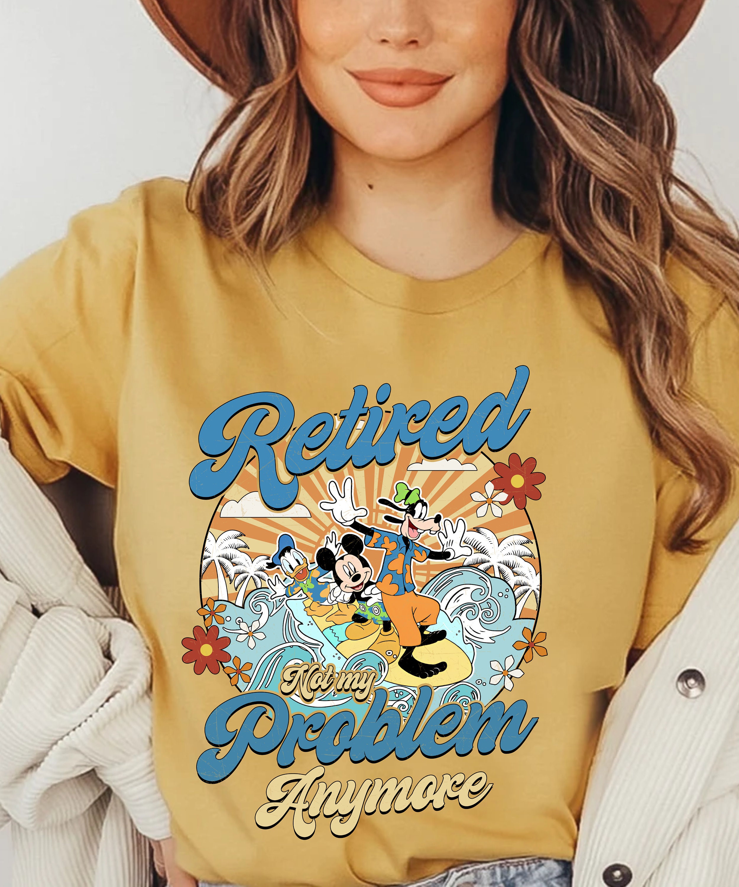 Mickey Donald Goofy Retired Not My Problem Anymore Comfort Colors Shirt ...