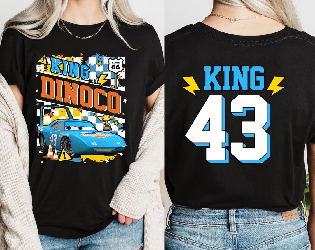 Retro Dinoco the King 43 Double Sided Comfort Colors Shirt, Disney ...