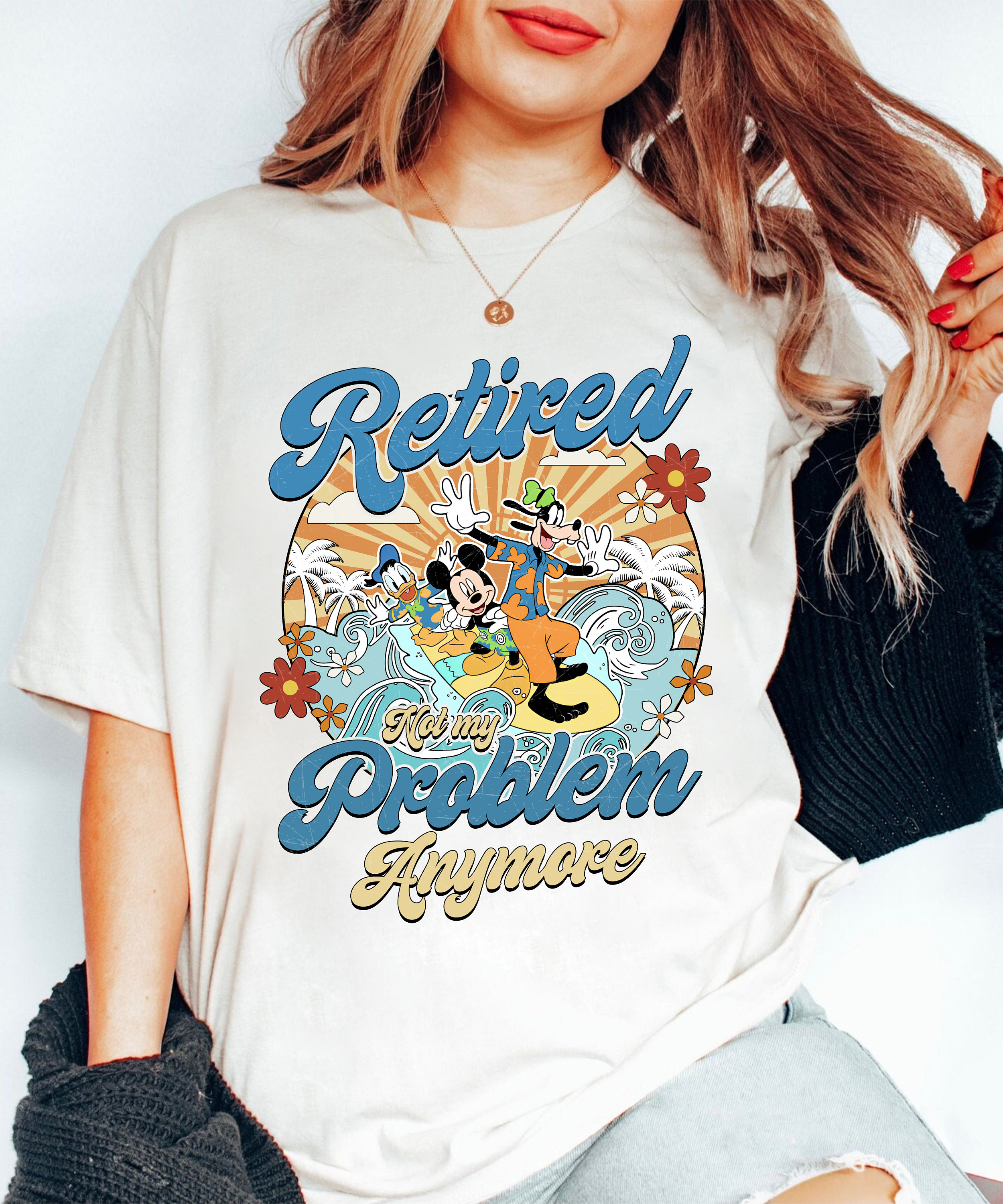 Mickey Donald Goofy Retired Not My Problem Anymore Comfort Colors Shirt ...